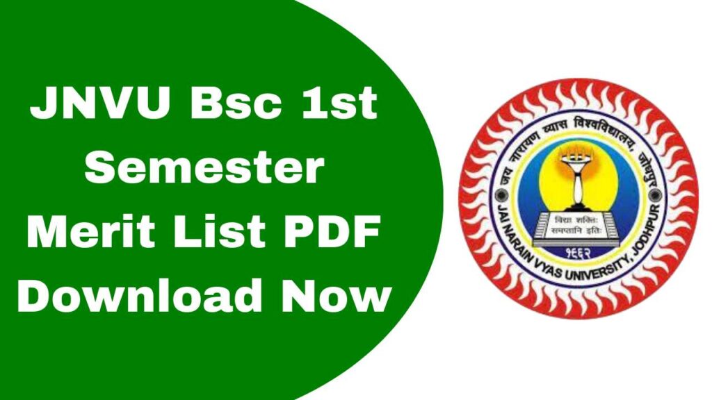 JNVU Bsc 1st Semester Merit List 2025 PDF Download Now - JNVU Portal ...