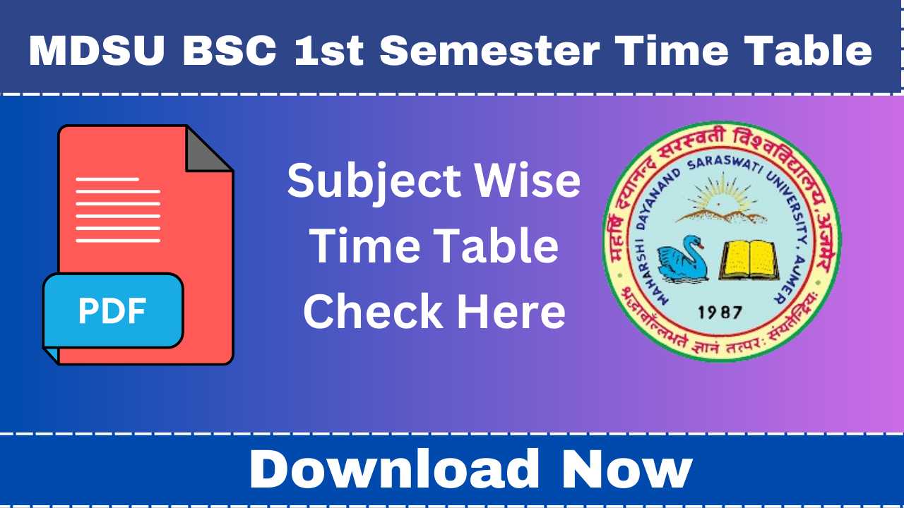 MDSU Bsc 2nd Semester Time Table 2025 Download Now - MDSU Latest Updates