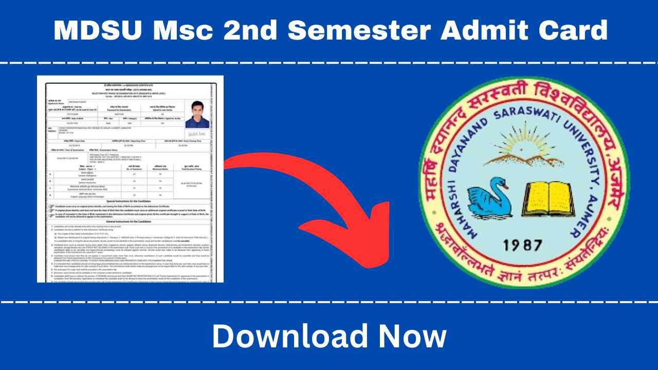 MDSU MA 2nd Semester Admit Card 2025 - MDSU Latest Updates