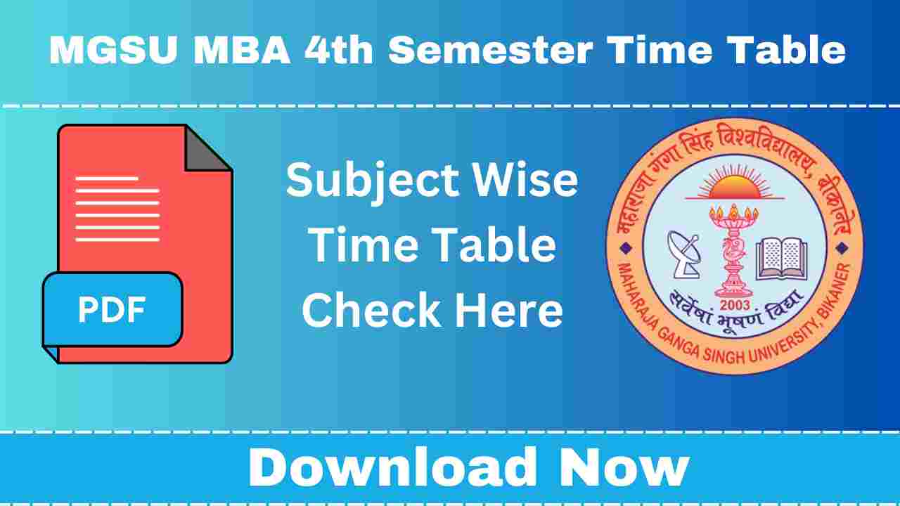 MGSU MBA 4th Semester Time Table 2025-Subject Wise Time Table PDF ...