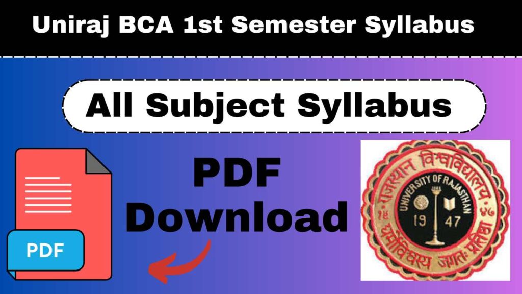 Uniraj BCA 1st Semester Syllabus 2025 PDF Download - Rajasthan ...