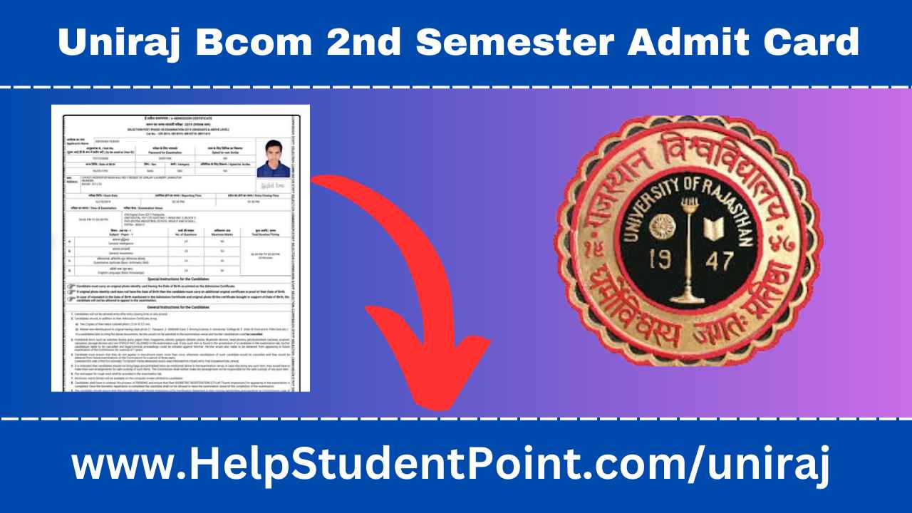 Uniraj Bcom 2nd Semester Admit Card 2025 Download Now - Rajasthan ...